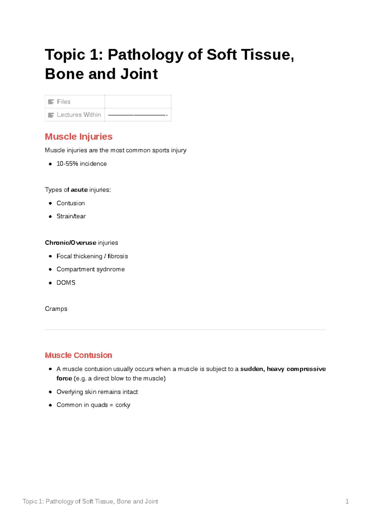 Topic 1 - Pathology of Soft Tissue Bone and Joint - Topic 1: Pathology ...