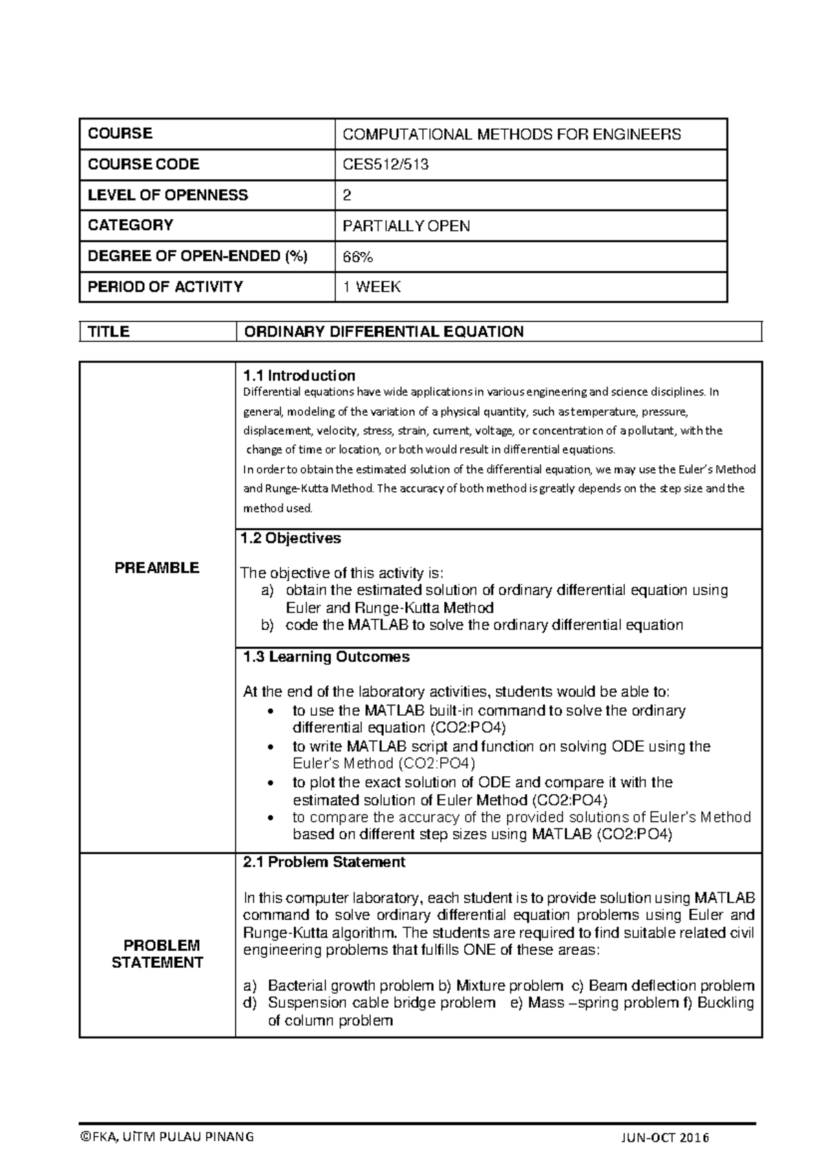 Oel lab 8 - MATLAB lab - ©FKA, UiTM PULAU PINANG JUN-OCT 2016 COURSE ...