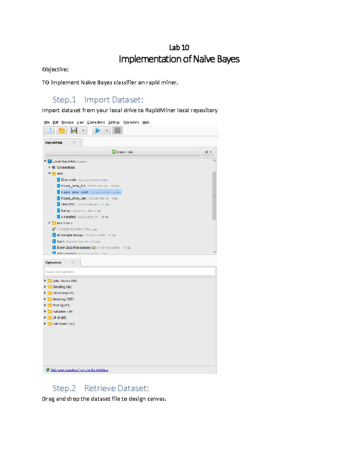 Lab 10 Lab 10 Implementation Of Naïve Bayes Objective To Implement Naïve Bayes Classifier On
