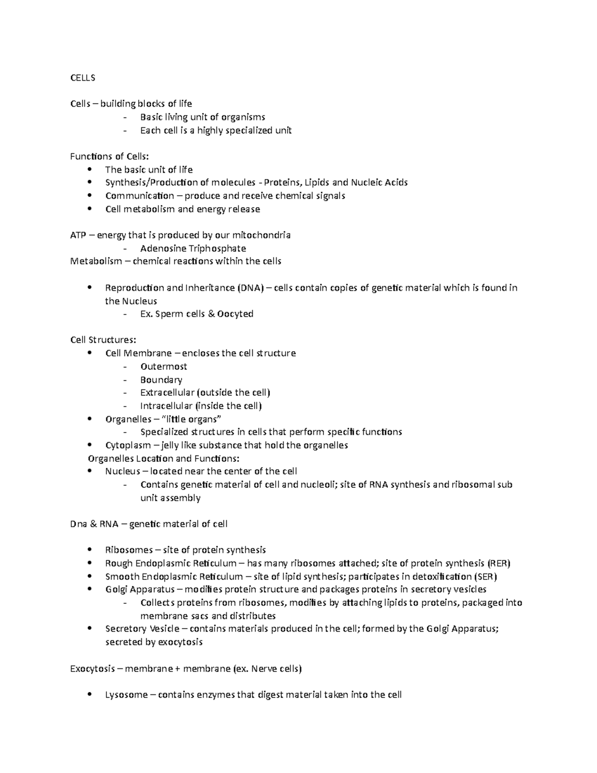 Anaphy-notes - hello - CELLS Cells – building blocks of life - Basic ...