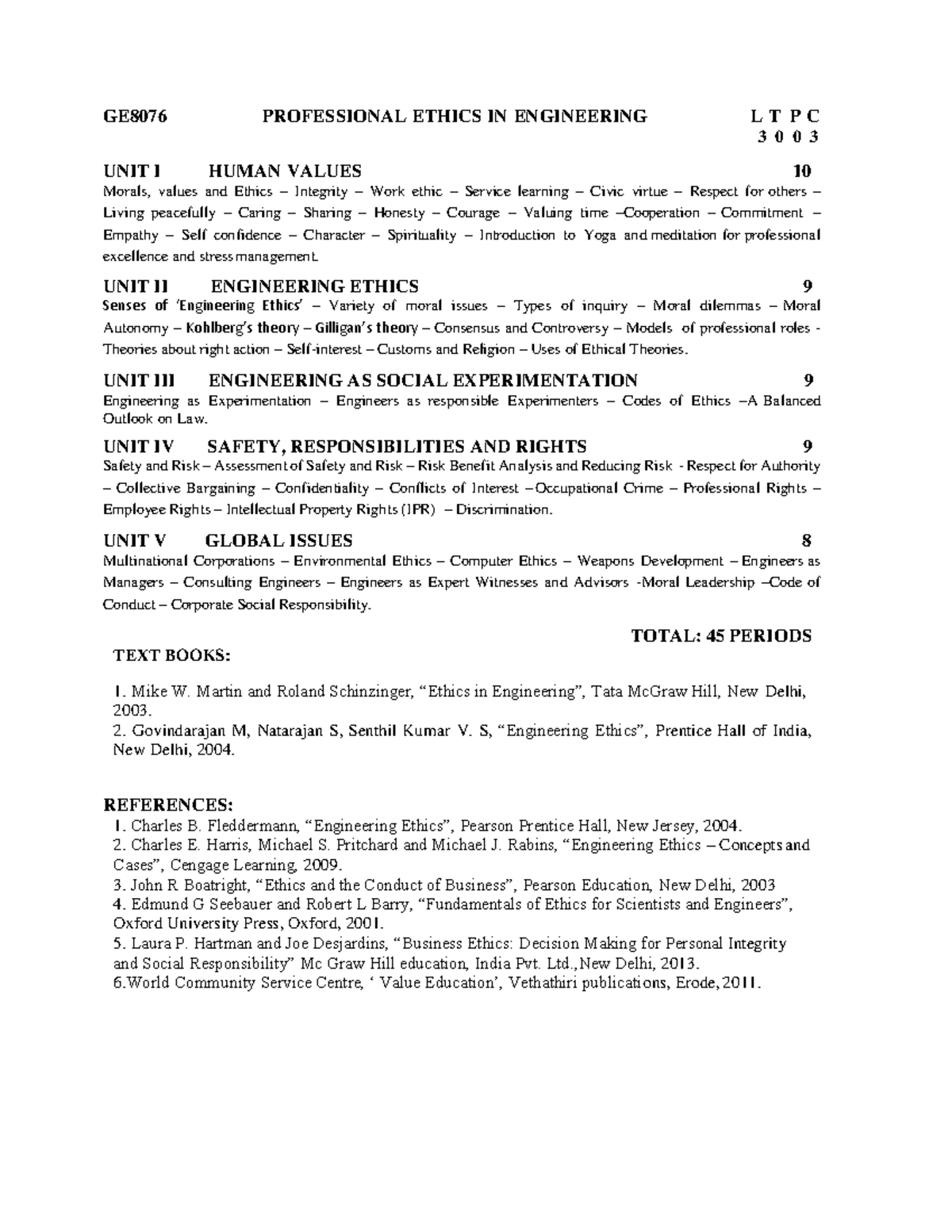 PE with part b ans - notes - GE8076 PROFESSIONAL ETHICS IN ENGINEERING ...