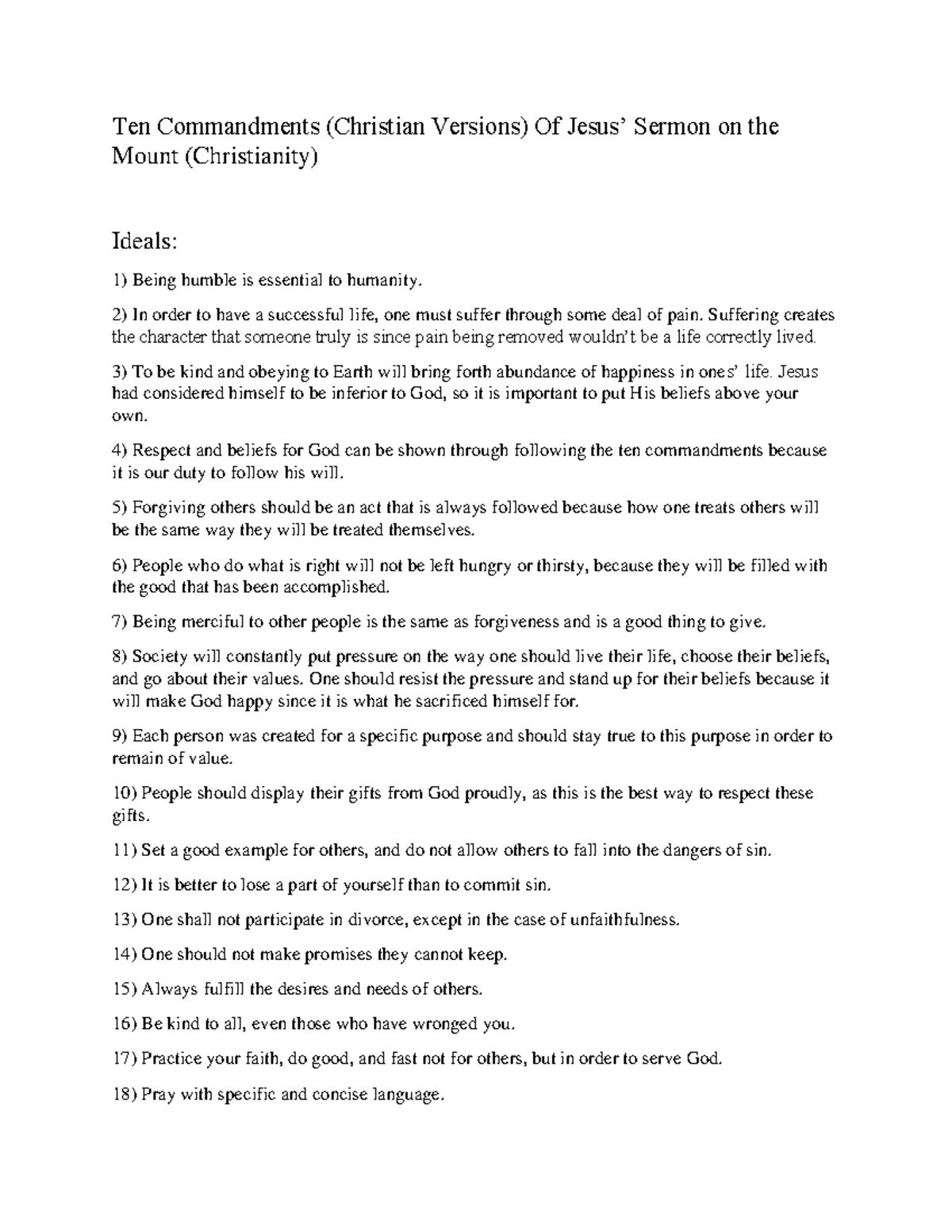 The Ten Commandments(Christian Versions) of Jesus' Sermon on the Mount ...