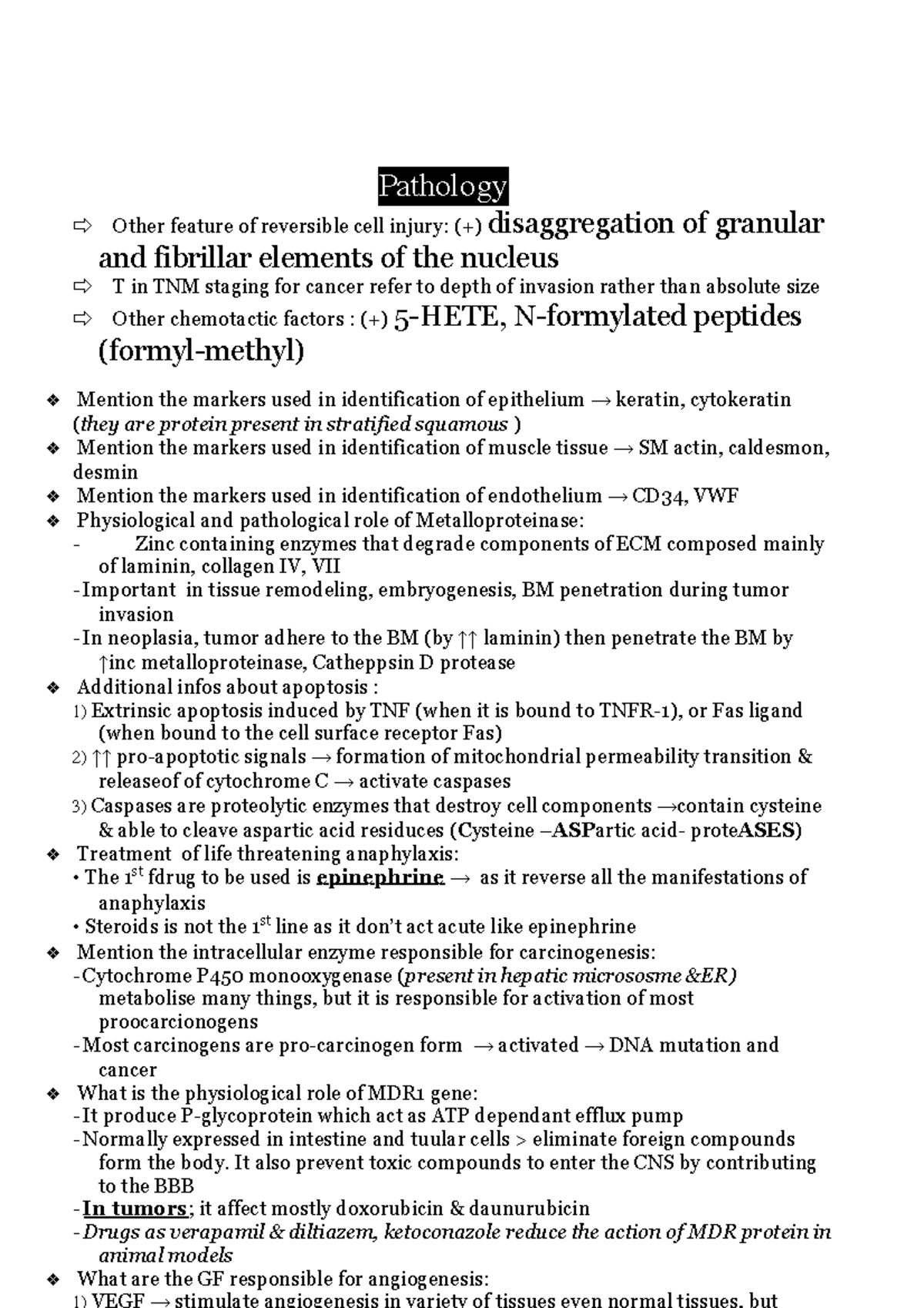 UW Notes 4 - Pathology - Resumen - Pathology ⇨ Other feature of ...