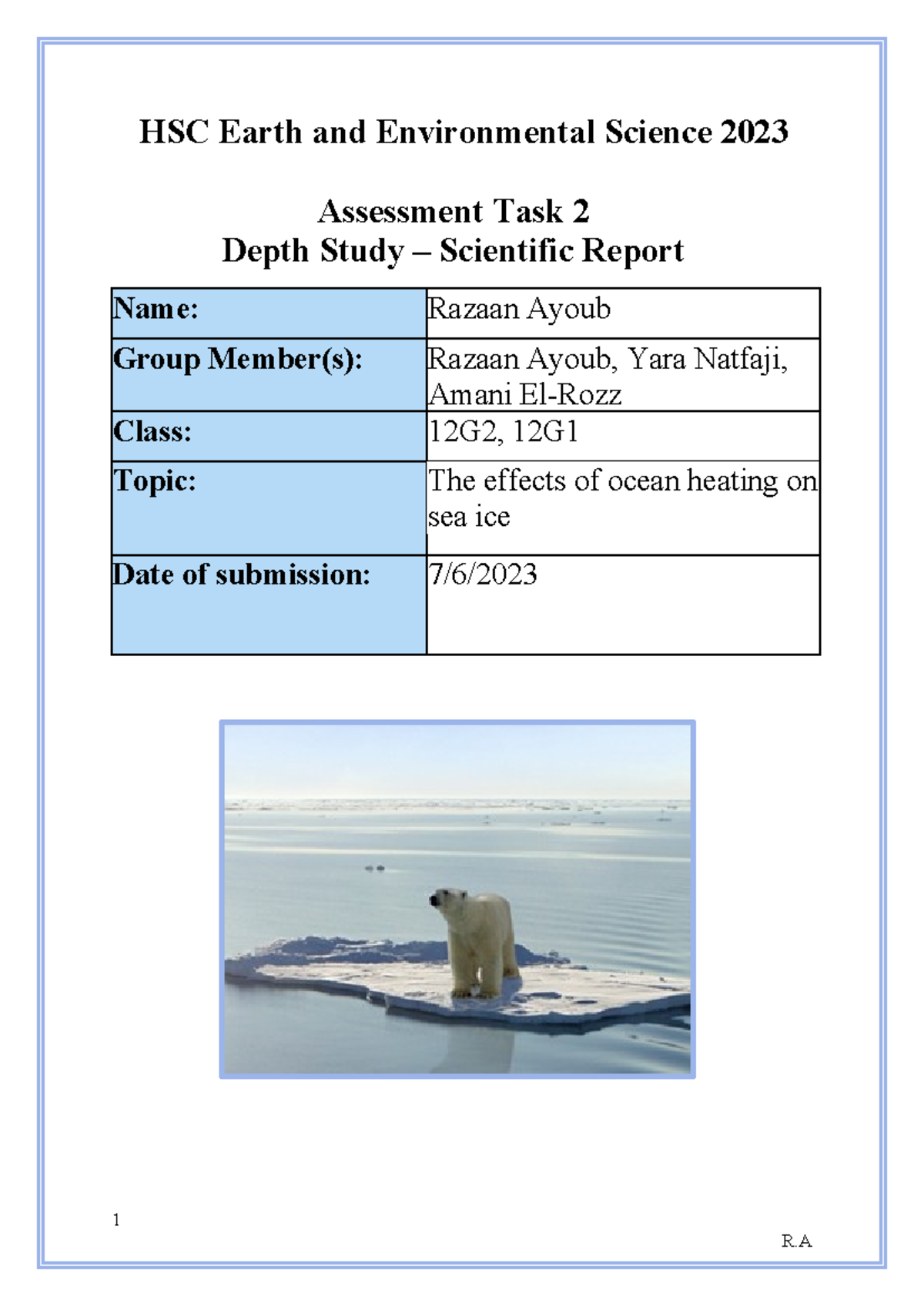 Sample EES Report - EES SRP Depth study Effect of ocean heating on sea ...
