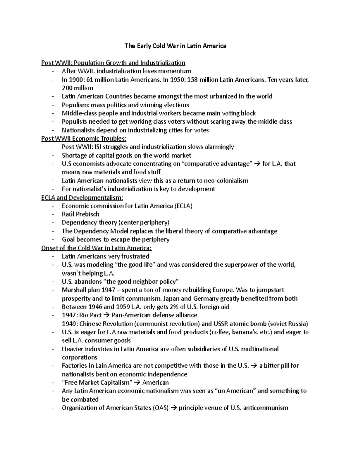 Hist 338 Week 9.1 - The Early Cold War in Latin America Post WWII ...