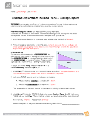 Copy of Atwood Machine SE - Name: Date: Student Exploration: Atwood ...