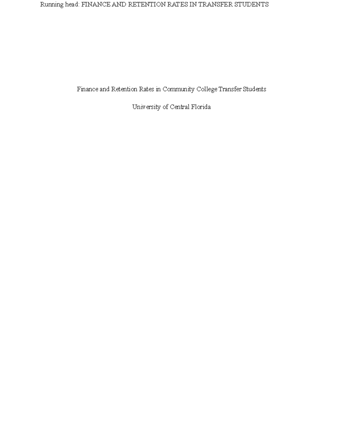 Final Draft - Case study report - Finance and Retention Rates in ...