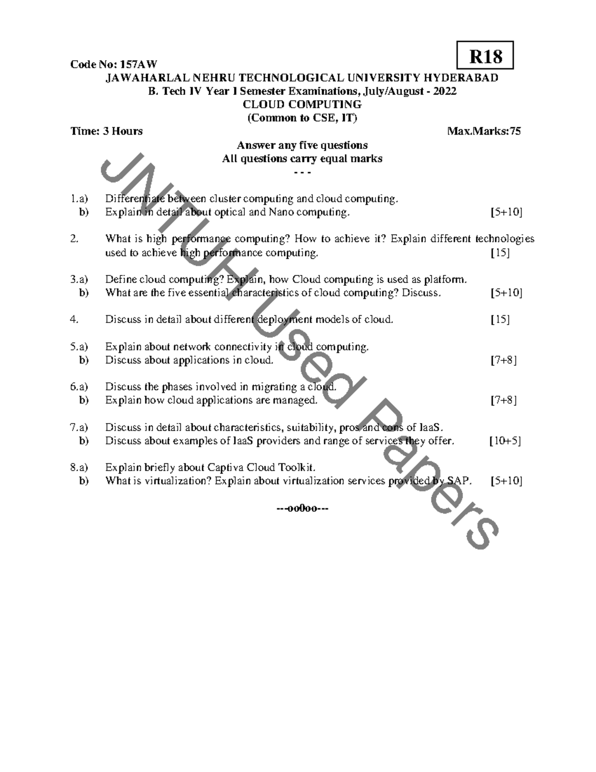 July August-2022 - abc - Code No: 157AW JAWAHARLAL NEHRU TECHNOLOGICAL UNIVERSITY HYDERABAD B ...