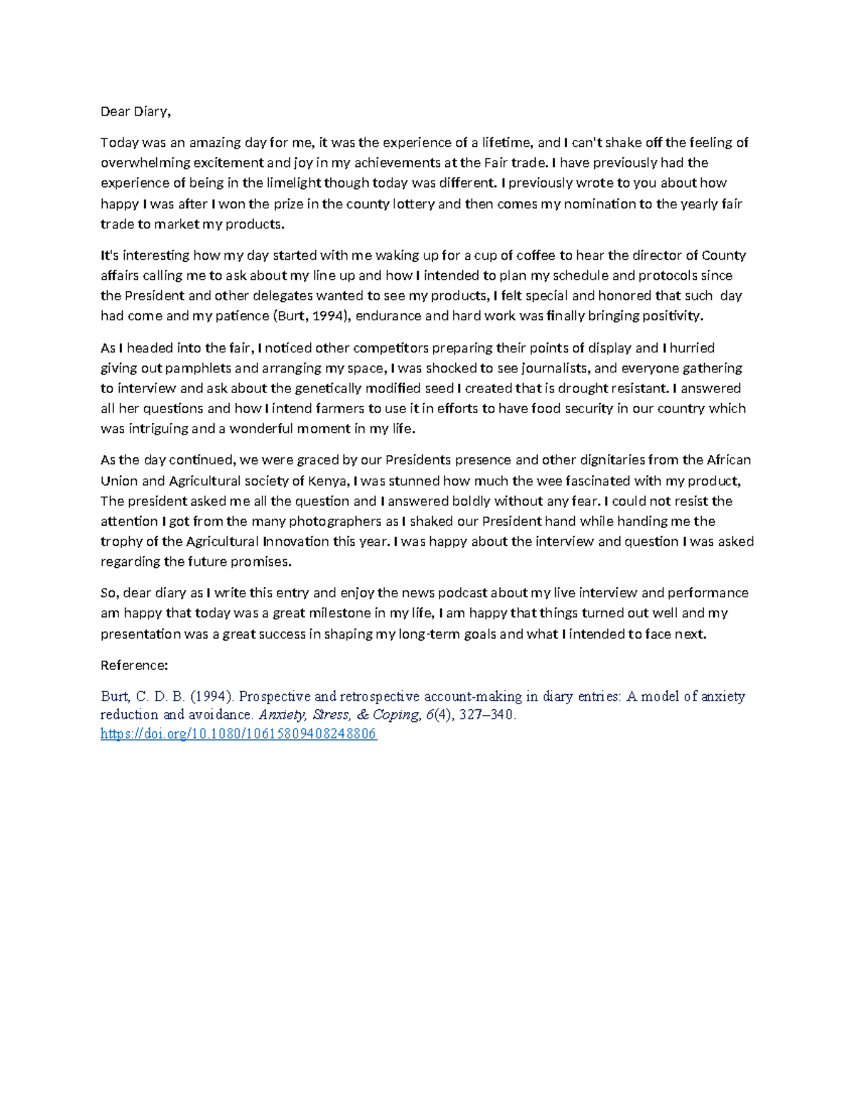 Dear Diary - Dear Diary, Today was an amazing day for me, it was the ...