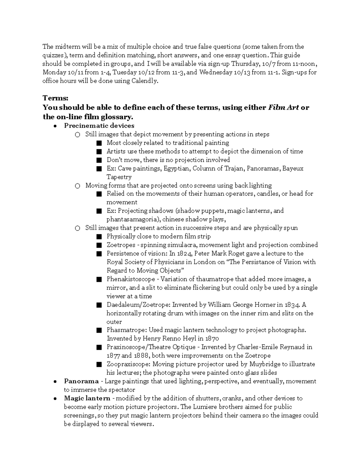 Midterm Study Guide - The midterm will be a mix of multiple choice and true false questions ...