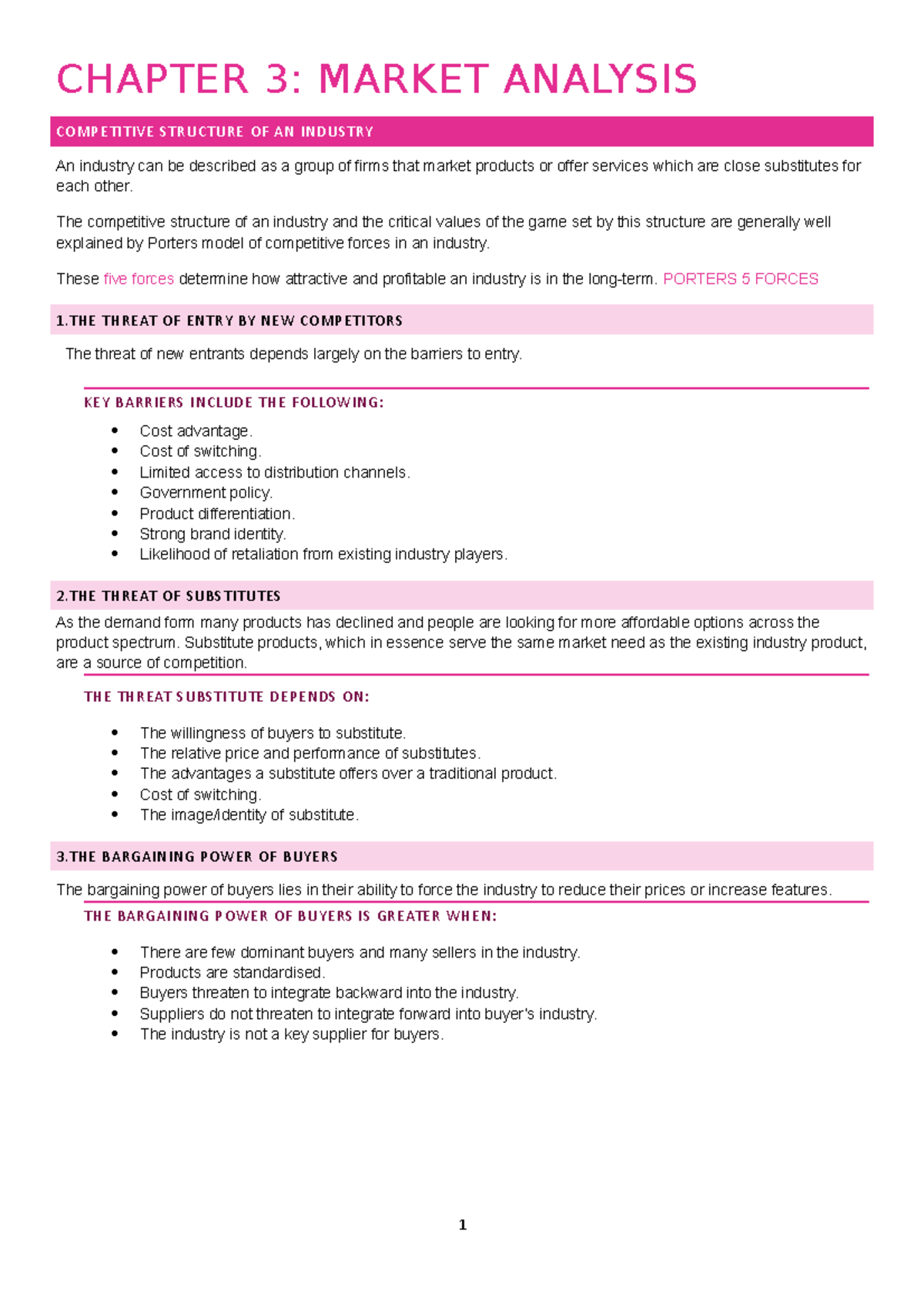 Chapter 3 Market Analysis - CHAPTER 3: MARKET ANALYSIS C OMPE TI TI VE ST RU CT UR E O F AN IND ...