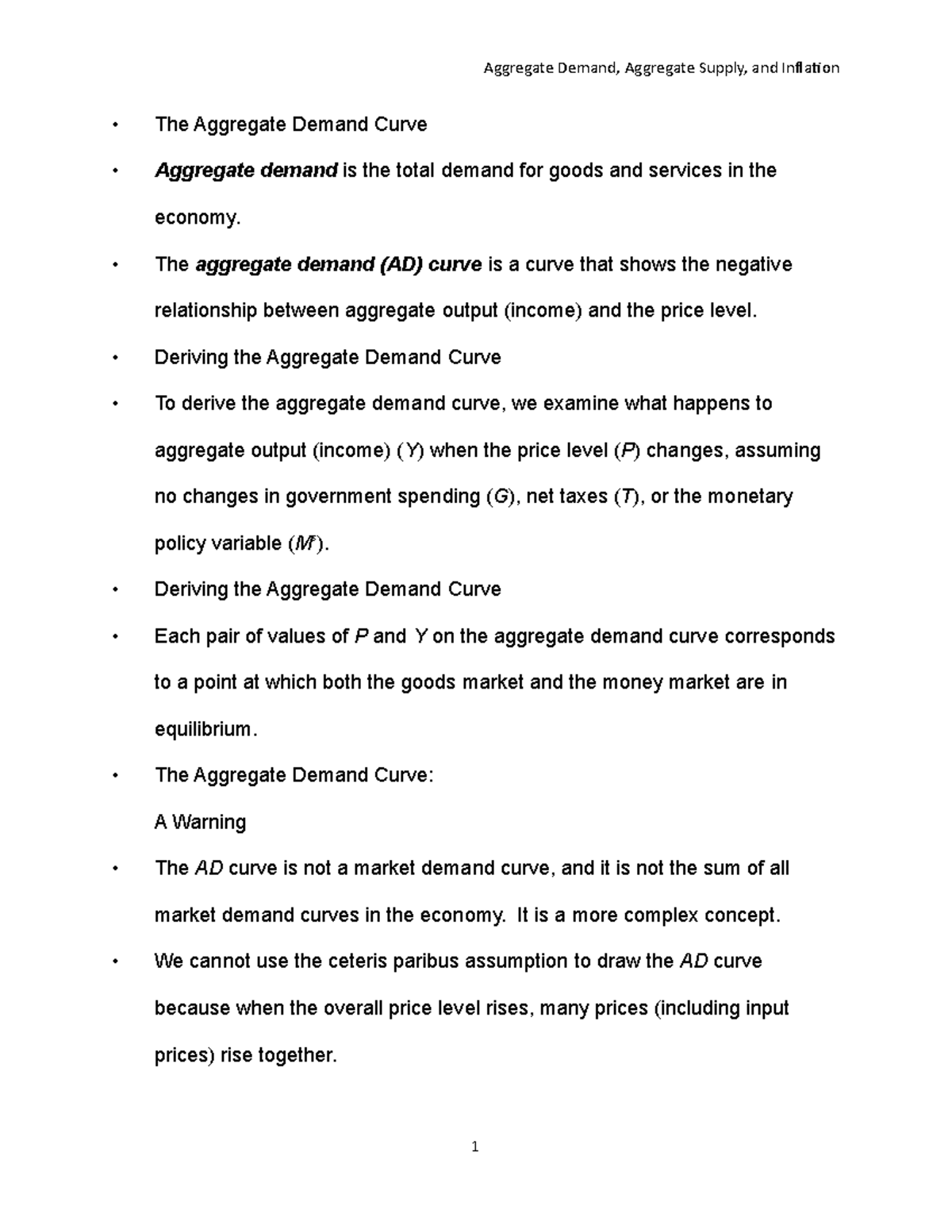 2021- ECON- Lecture Notes-Aggregate Demand, Aggregate Supply, and ...