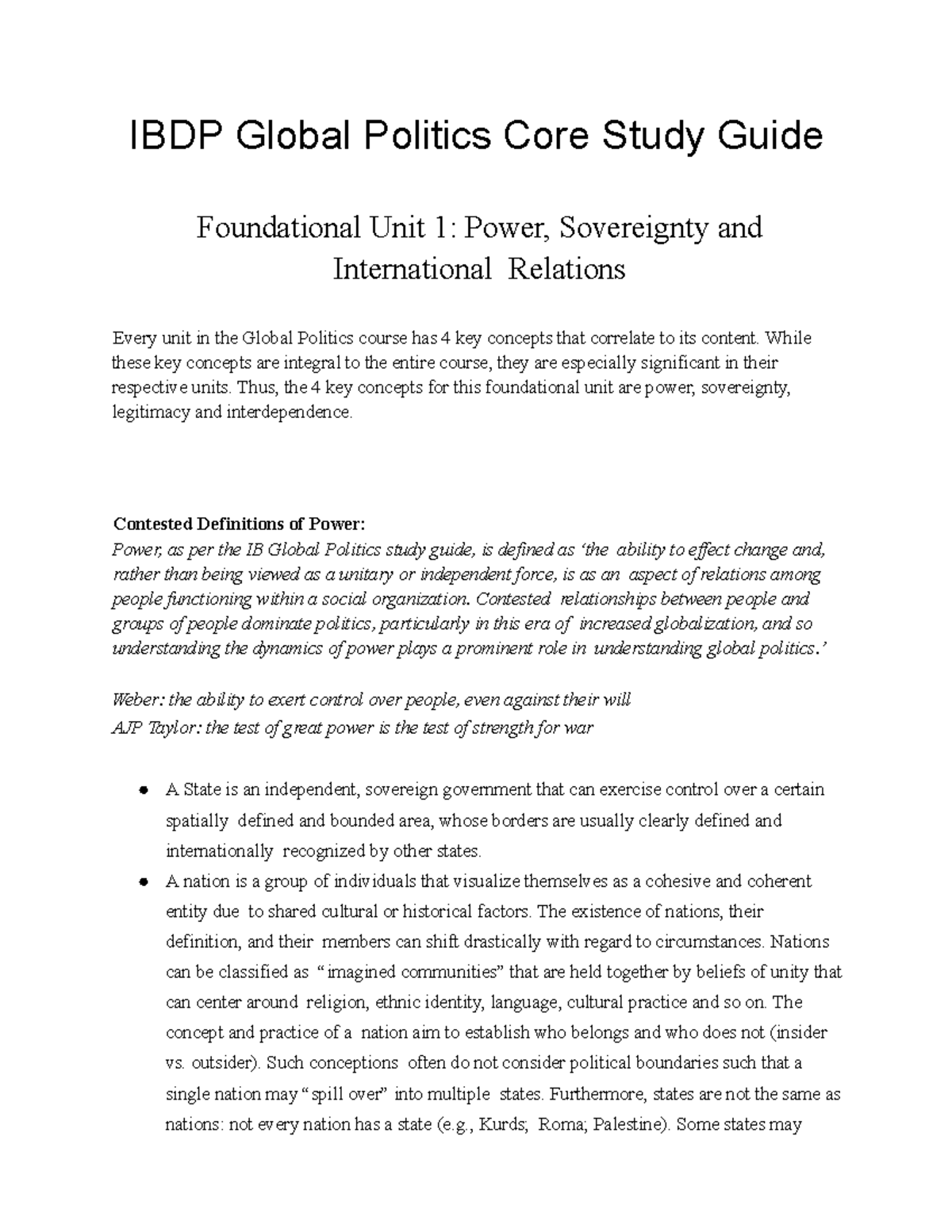 Glopo FULL Study Guide - IBDP Global Politics Core Study Guide ...