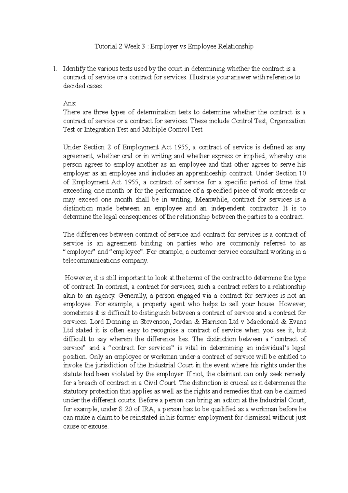 372888 Tutorial 2 for Week 3 Question and answers and some case incude ...