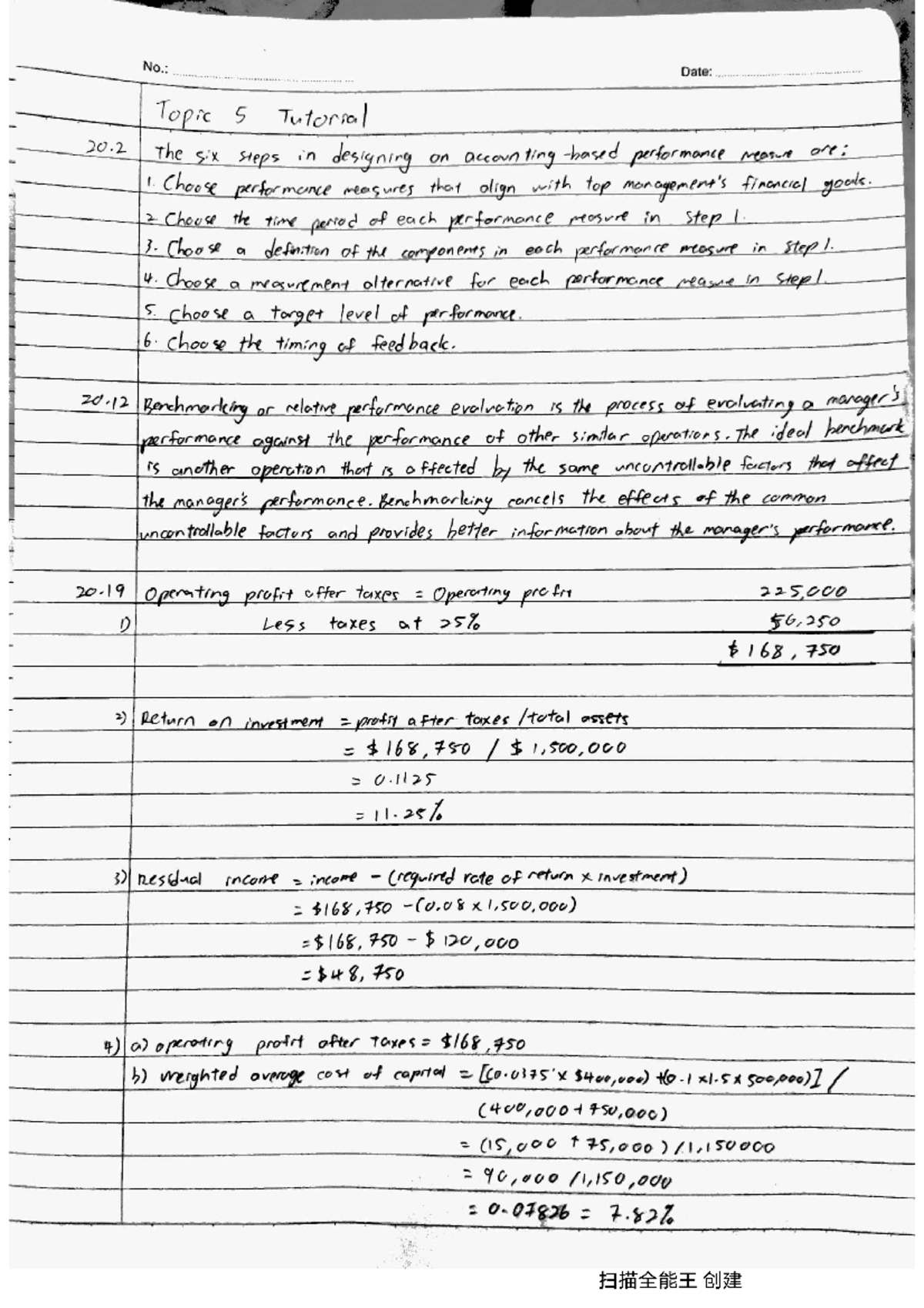 ACCY312 Topic 5 TUT - Management Accounting 2 - Studocu