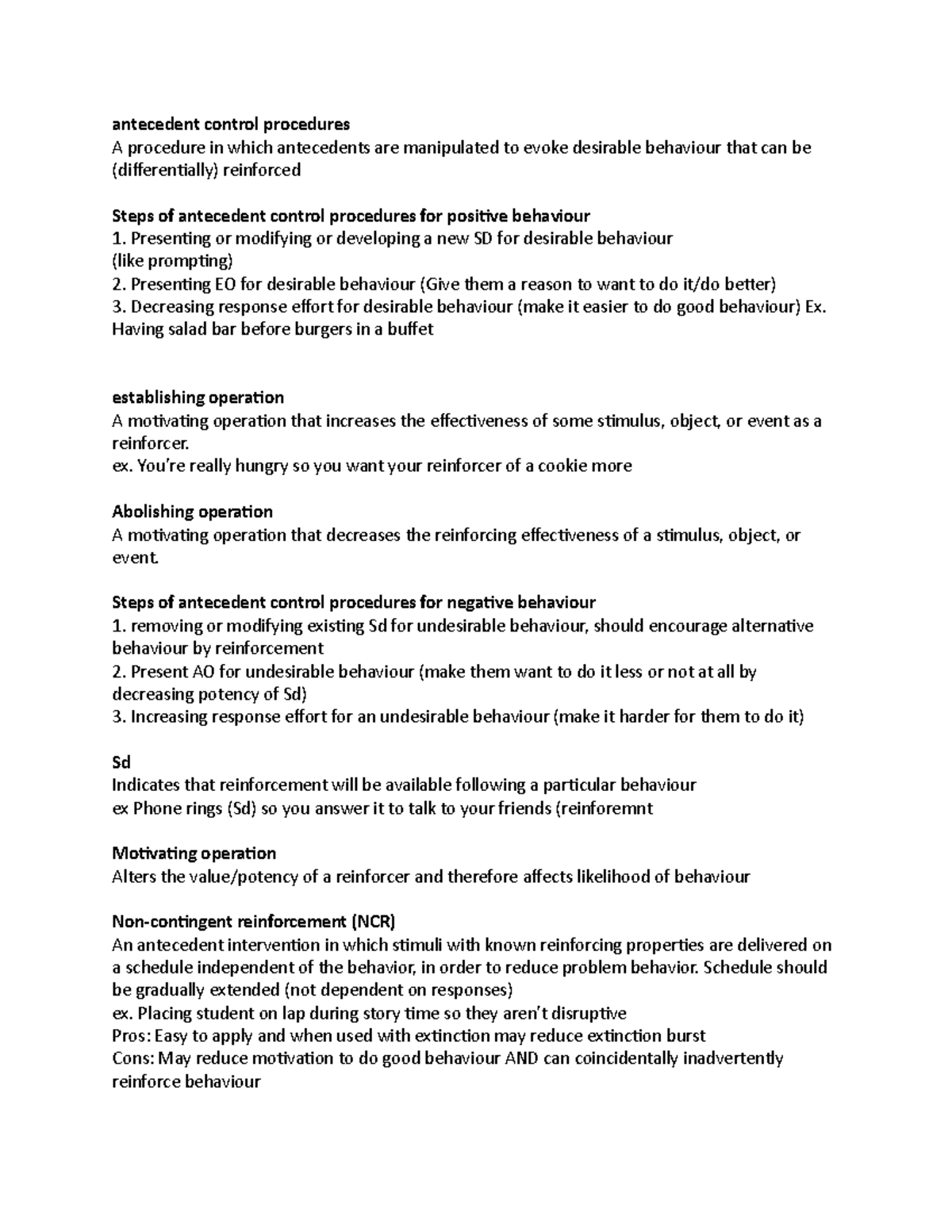 Antecedent control procedures - Having salad bar before burgers in a ...