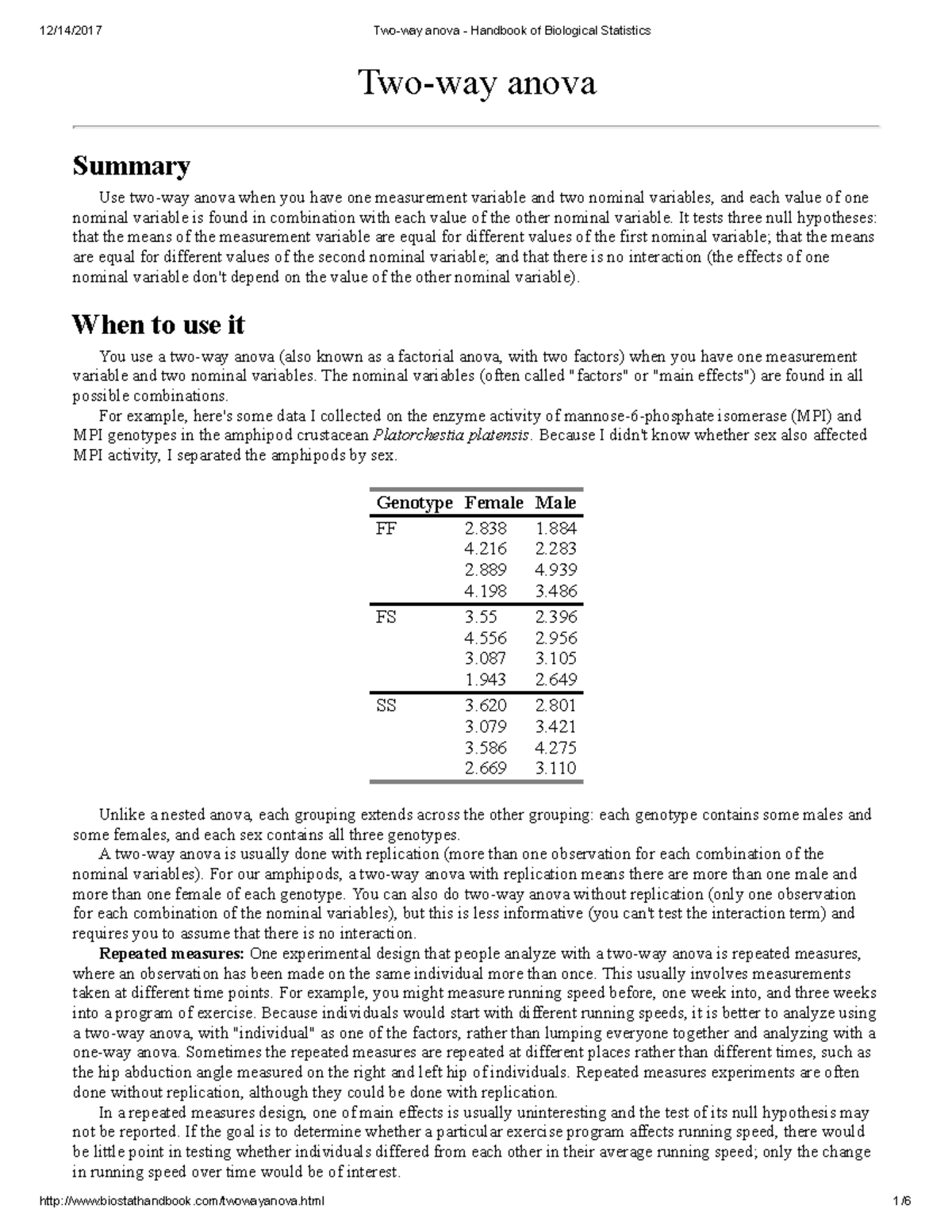 Two-way anova - It tests three null hypotheses: that the means of the ...