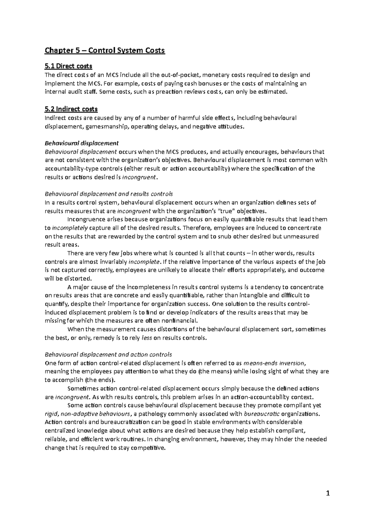Chapter 5 - Hoofdstuk 5. - Chapter 5 – Control System Costs 5 Direct costs The direct costs of ...