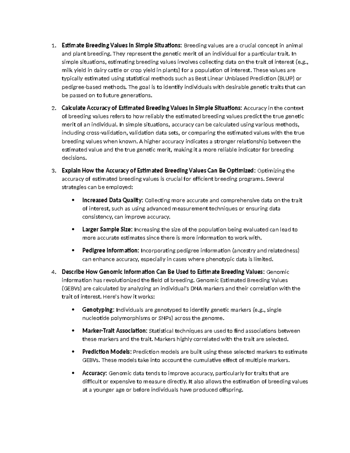 Learning Outcomes 3 - Estimate Breeding Values in Simple Situations ...
