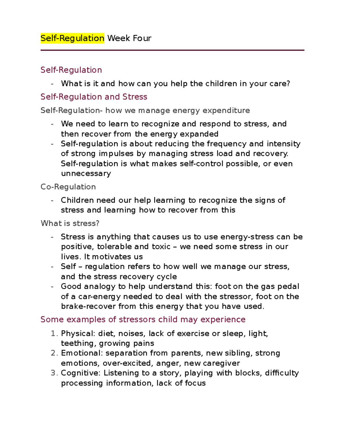 Self-Regulation Week Four - Self-Regulation Week Four Self-Regulation ...
