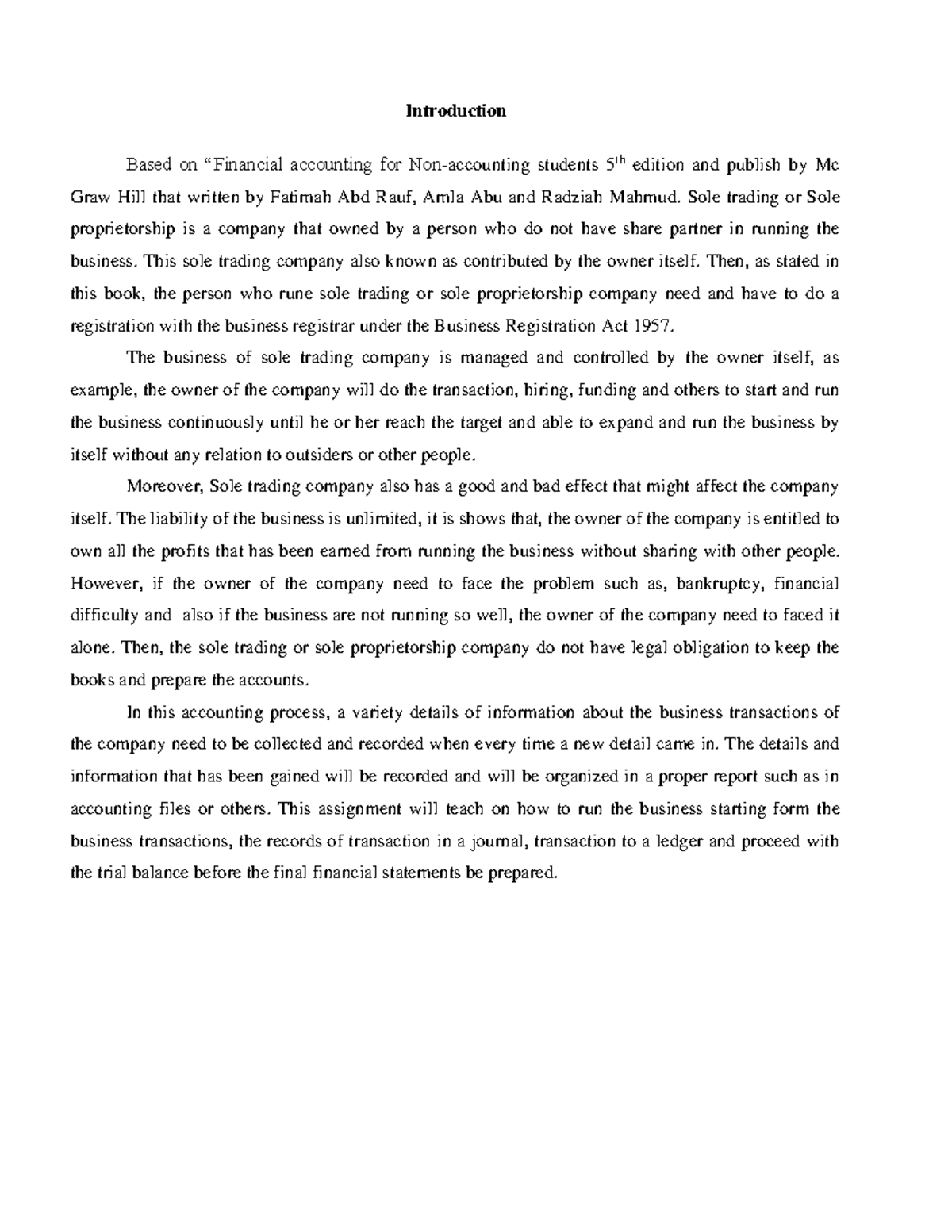 Accounting ACC407 - Introduction Based on “Financial accounting for Non ...