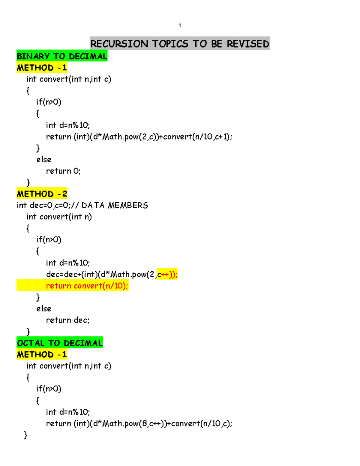 Recursion Topics To Be Revised Recursion Topics To Be Revised Binary