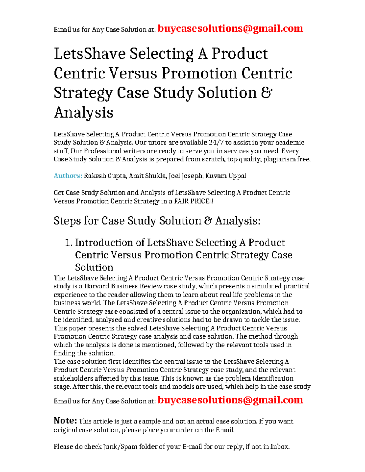 LetsShave Selecting A Product Centric Versus Promotion Centric Strategy ...