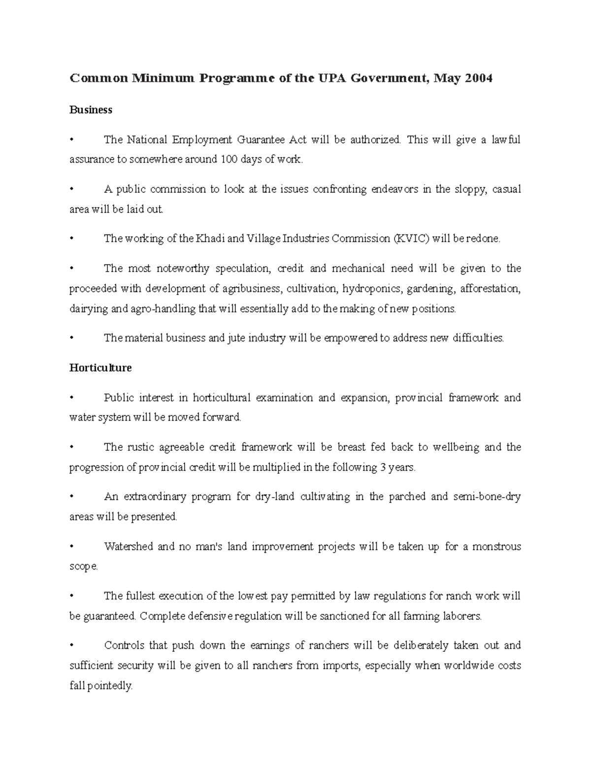 Common Minimum Programme of the UPA Government, May 2004 - This will ...