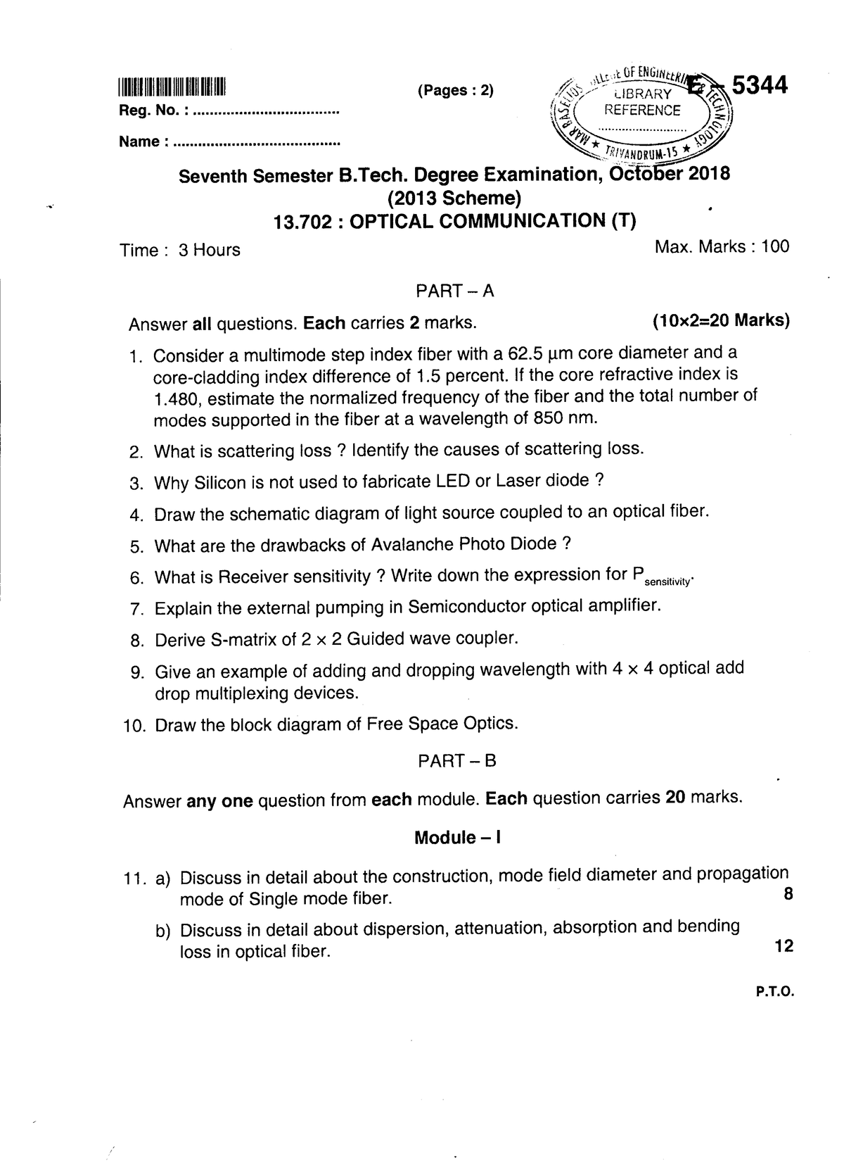 S7-b - optical communication previous year question paper for kerala ...