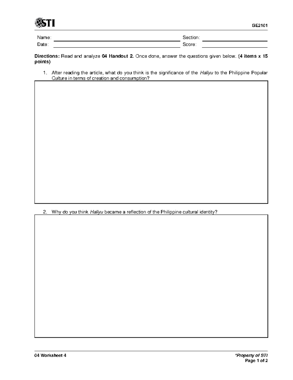 04 Worksheet 4 - pdf - GE 04 Worksheet 4 *Property of STI Page 1 of 2 ...