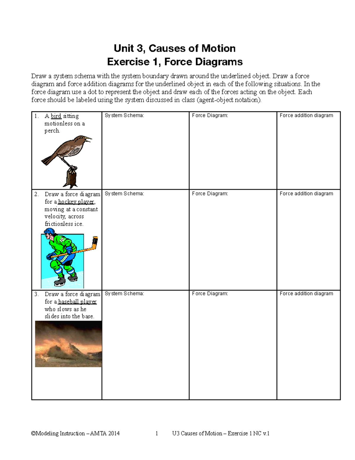 01 U3 - Exercise 1 - Force Diagrams.doc (1) (1) - Unit 3, Causes of ...