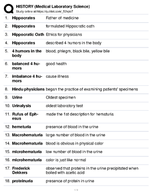 History OF Medical Laboratory Science - Study online at quizlet/_abhpaf ...