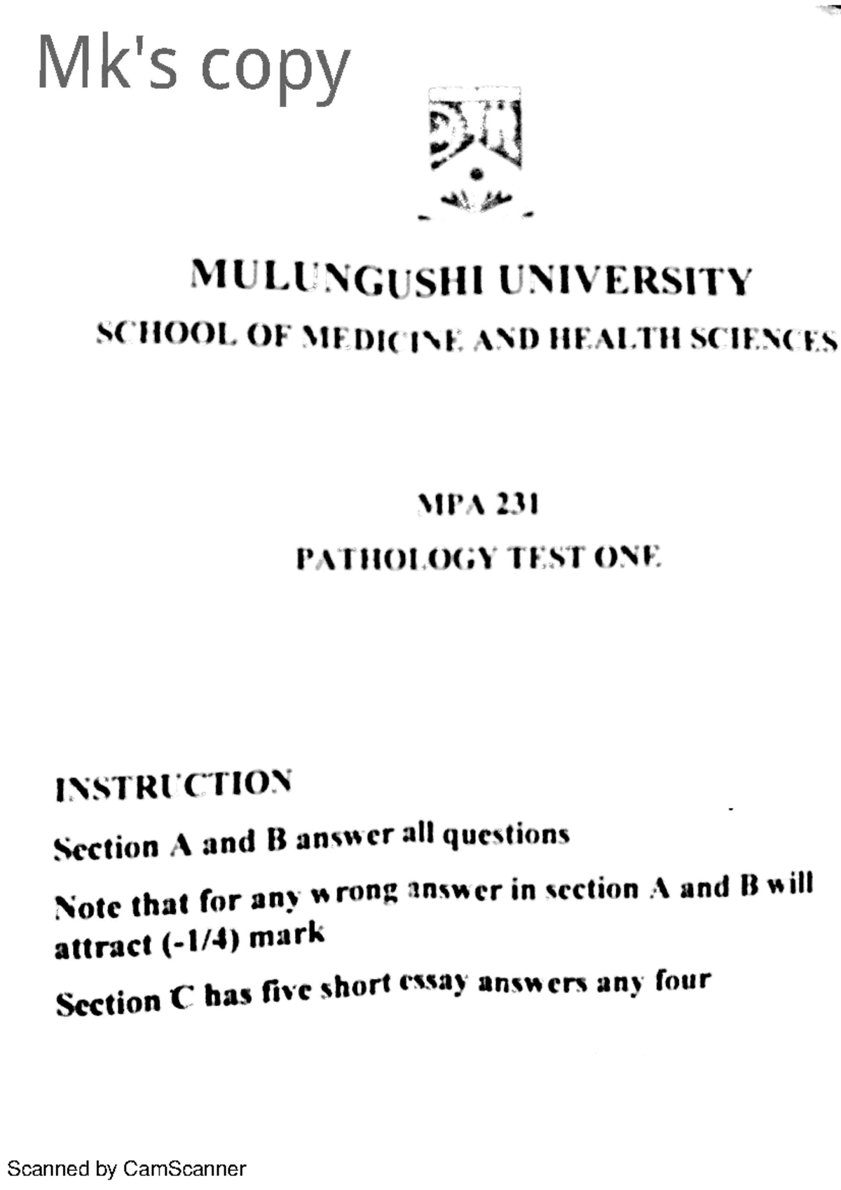Pathology test 1 - Quick test review - Human Pathology - Studocu