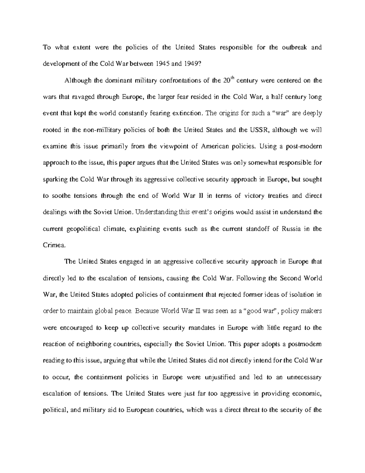 CW essay - To what extent were the policies of the United States ...