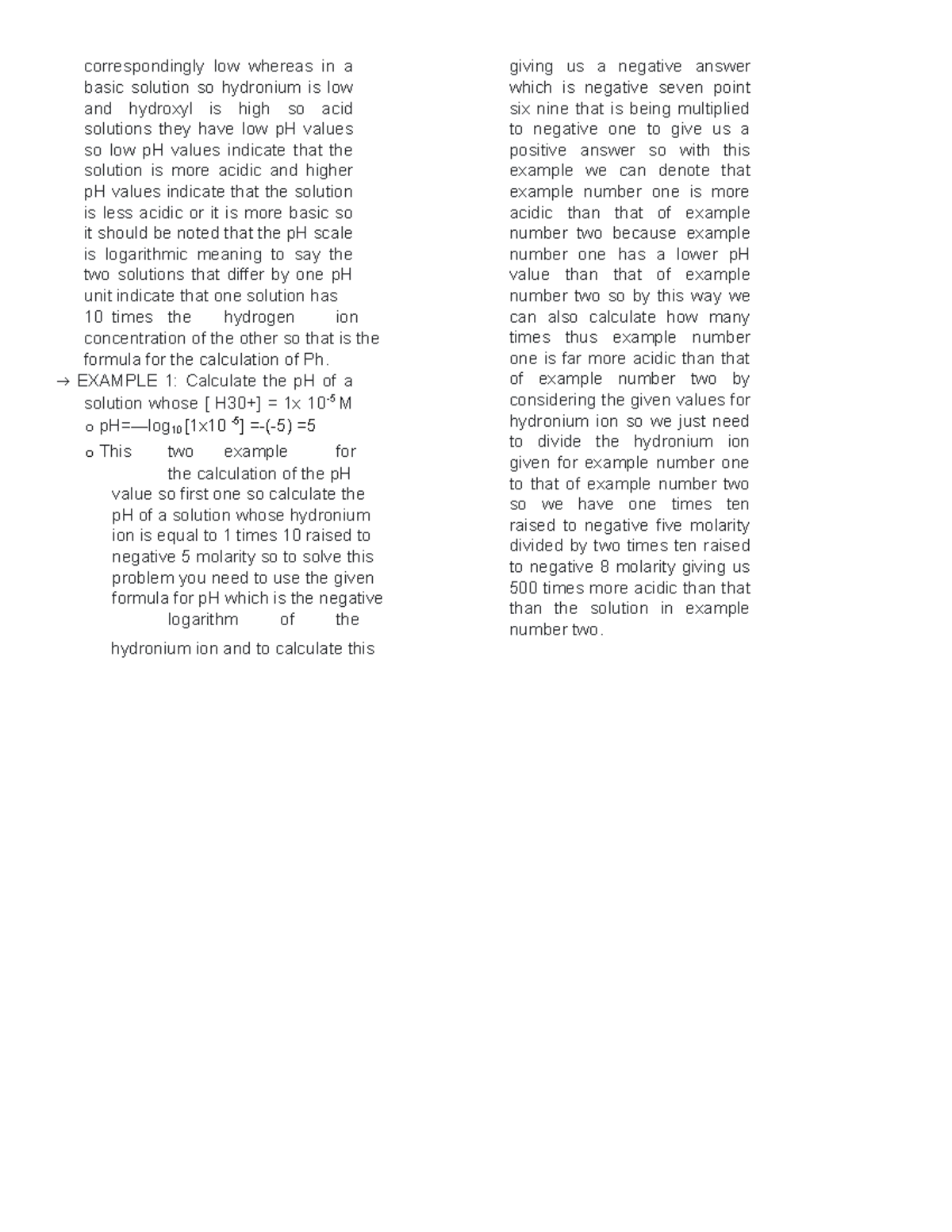 Correspondingly low whereas - → EXAMPLE 1: Calculate the pH of a ...