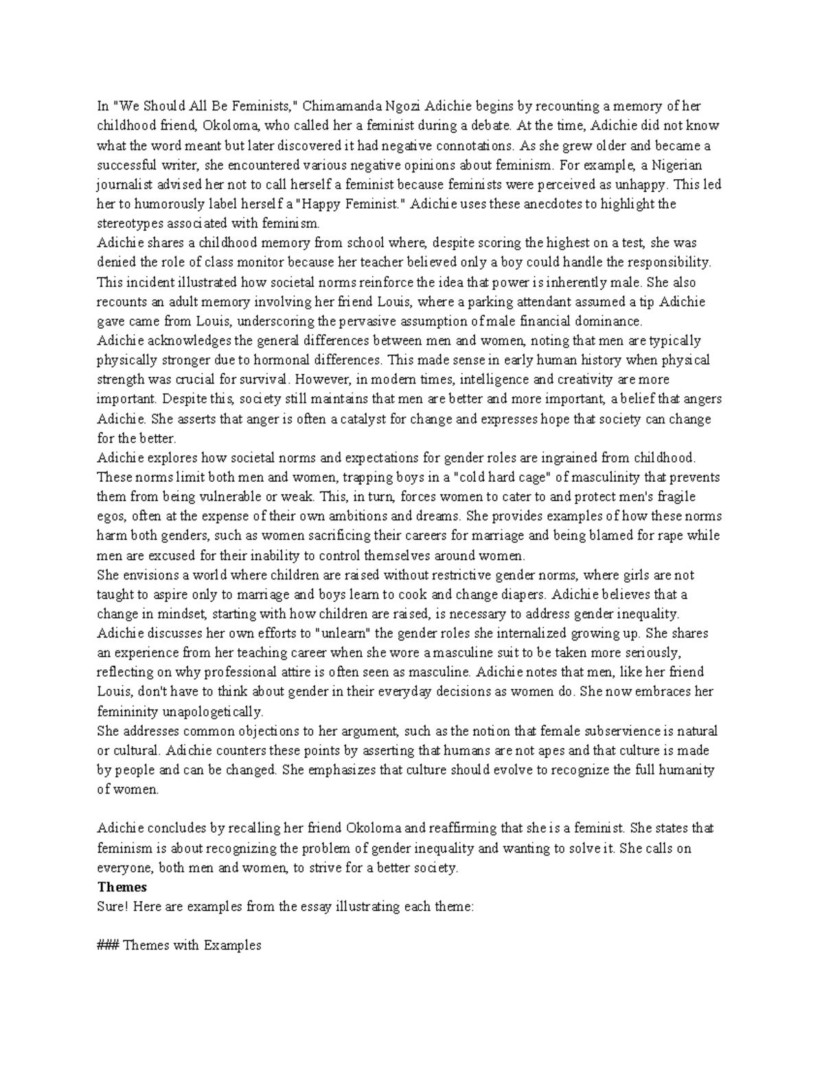 We Should All Be Feminist - In "We Should All Be Feminists," Chimamanda ...