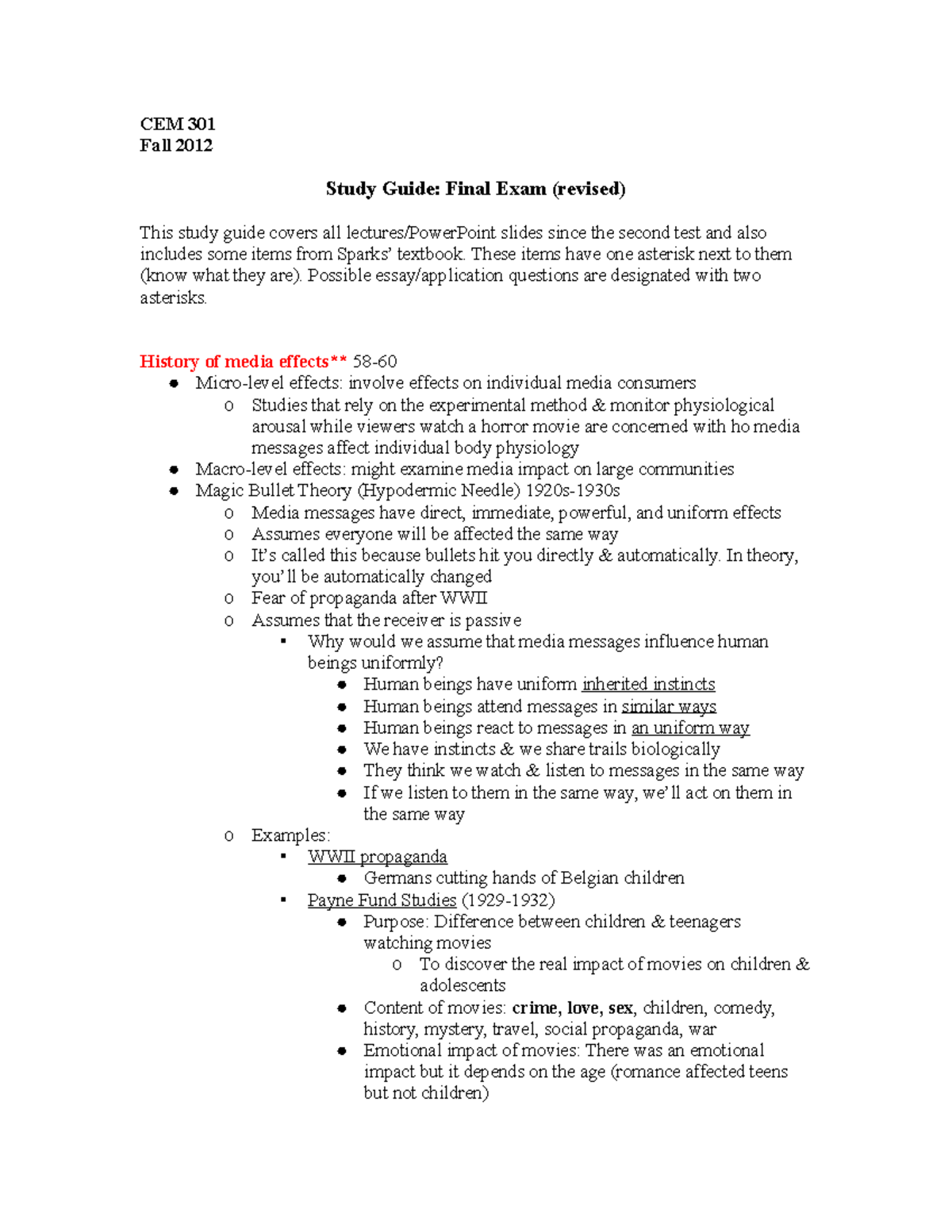 Study Guide-Final Exam - CEM 301 Fall 2012 Study Guide: Final Exam ...