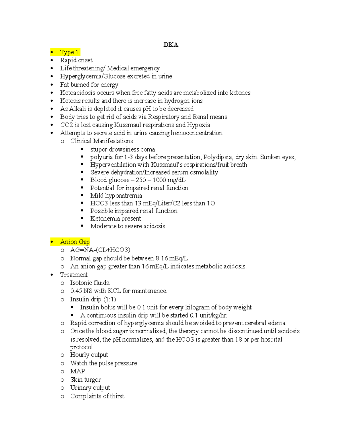 DKA - diabetic ketoacidosis - DKA Type 1 Rapid onset Life threatening ...
