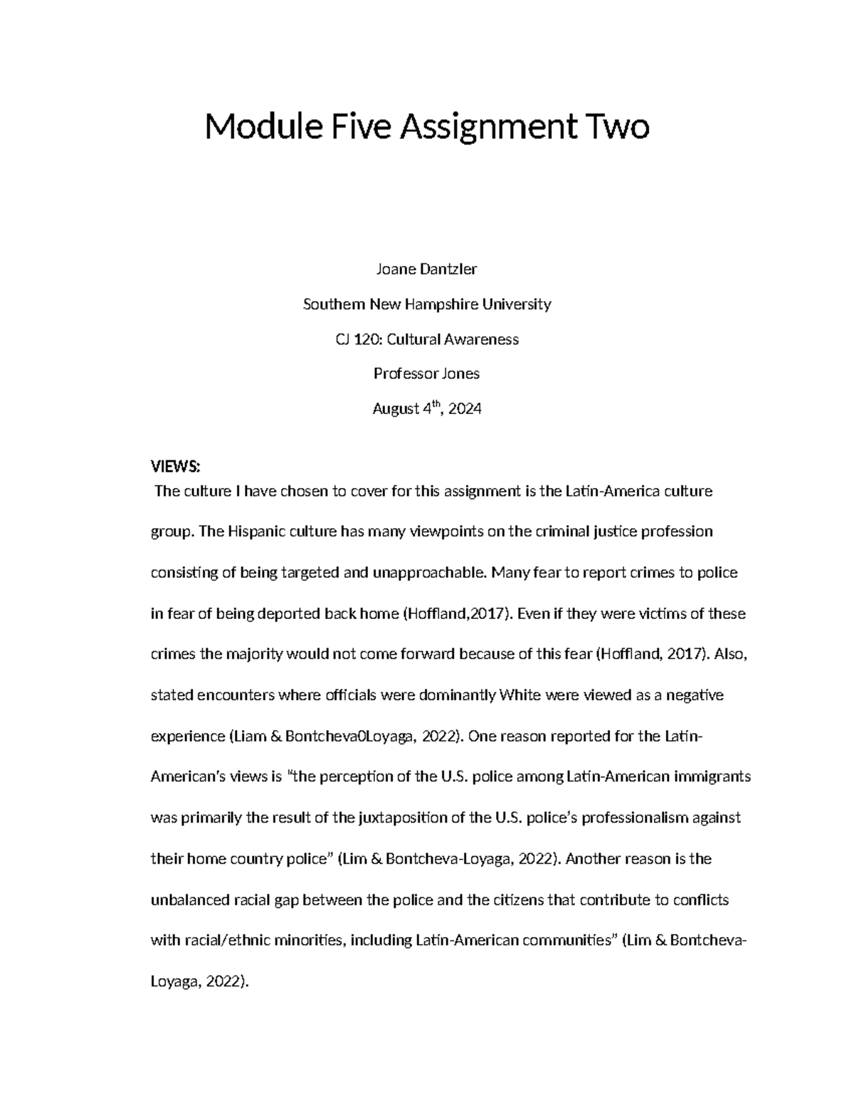 CJ 120 Joane Dantzler - 5-2 - Module Five Assignment Two Joane Dantzler ...