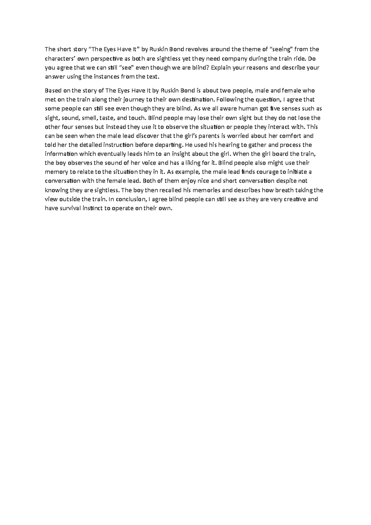 PRL1 (11MAY2022) - PERSONAL READING LOG - The short story “The Eyes ...