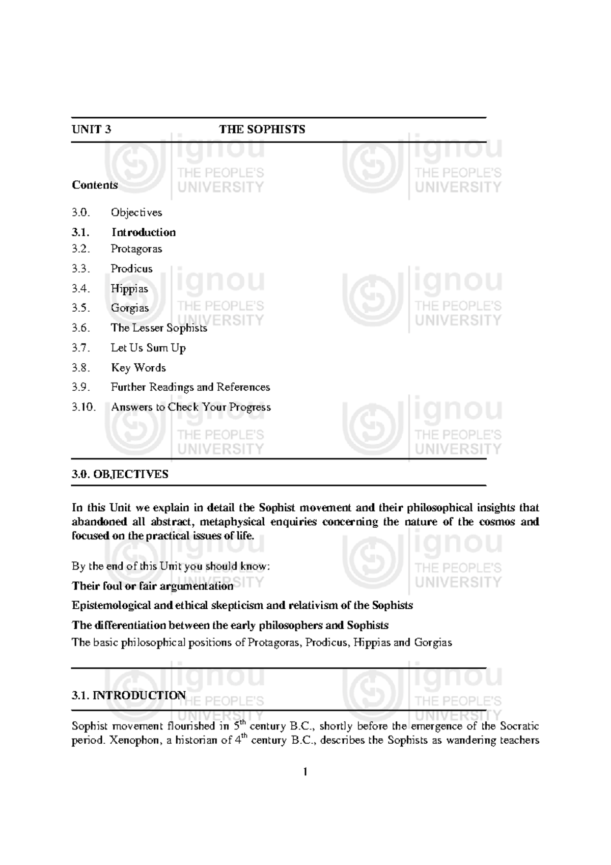 Sophists - none - UNIT 3 THE SOPHISTS Contents Objectives Introduction ...