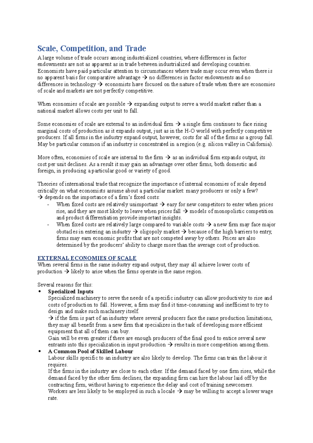 Scale, Competition, and Trade - Economists have paid particular ...