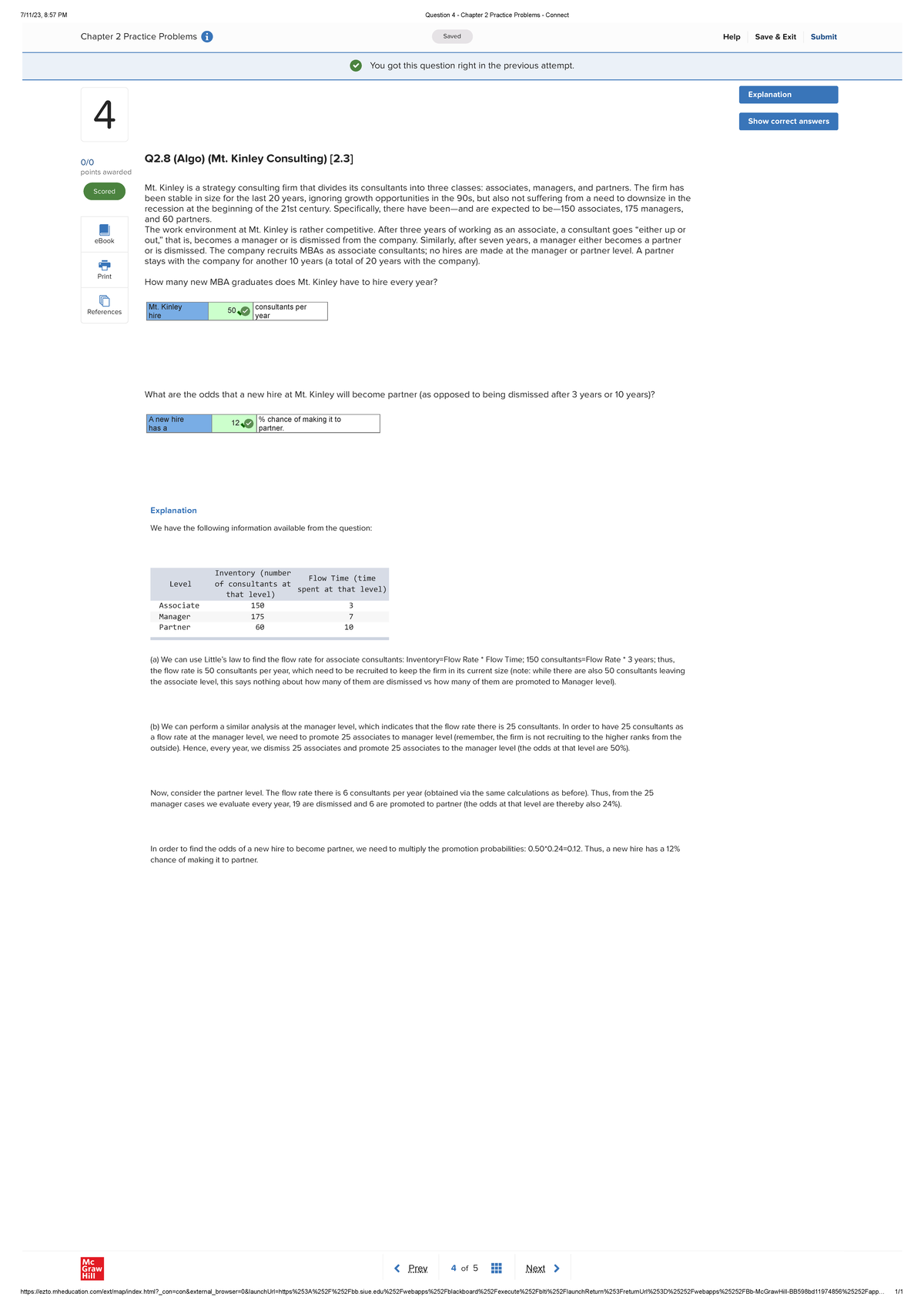 Question 4 - Chapter 2 Practice Problems - ####### 7/11/23, 8:57 PM Question 4 - Chapter 2 ...