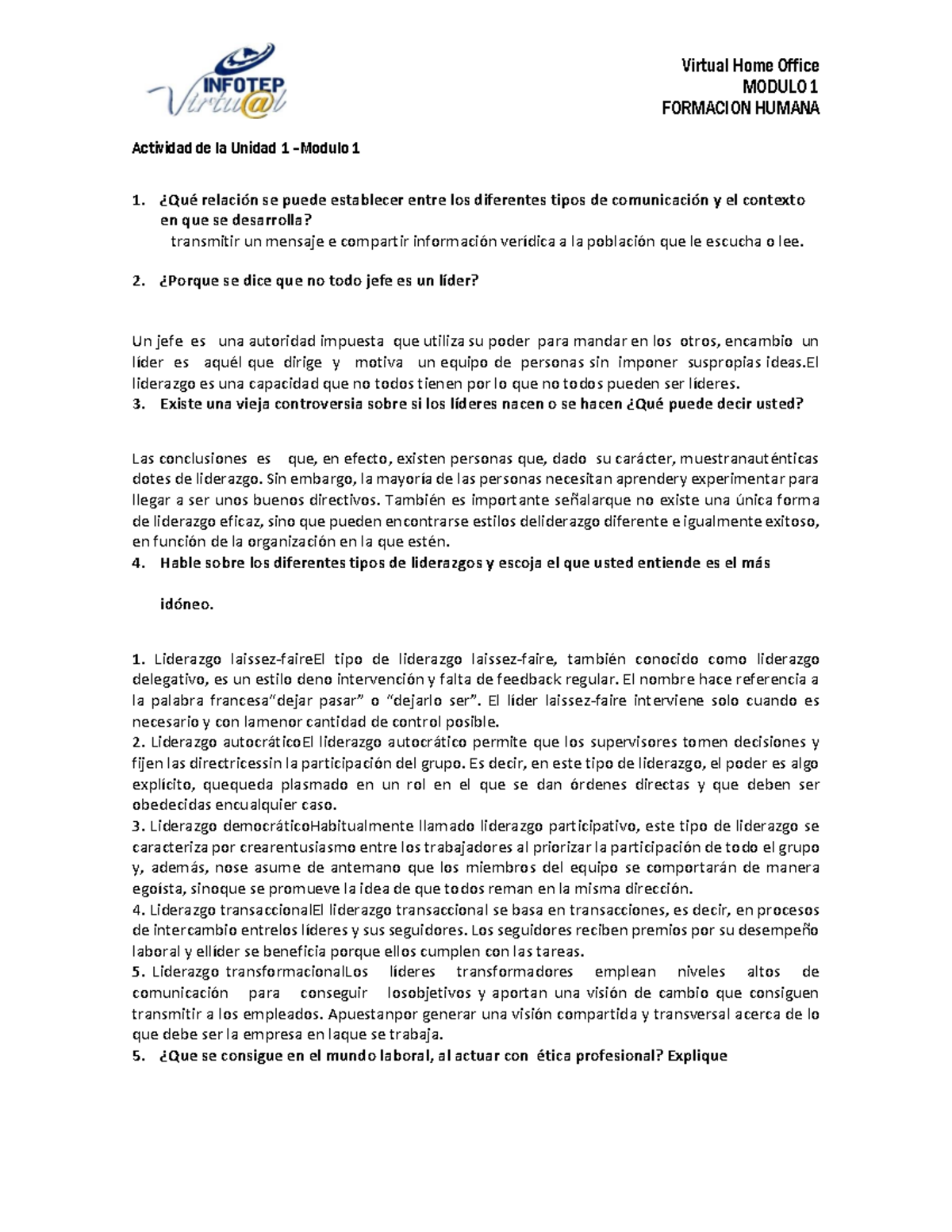 Actividad 1 módulo 1 - Formación Humana - Virtual Home Office MODULO 1 FORMACION HUMANA ...