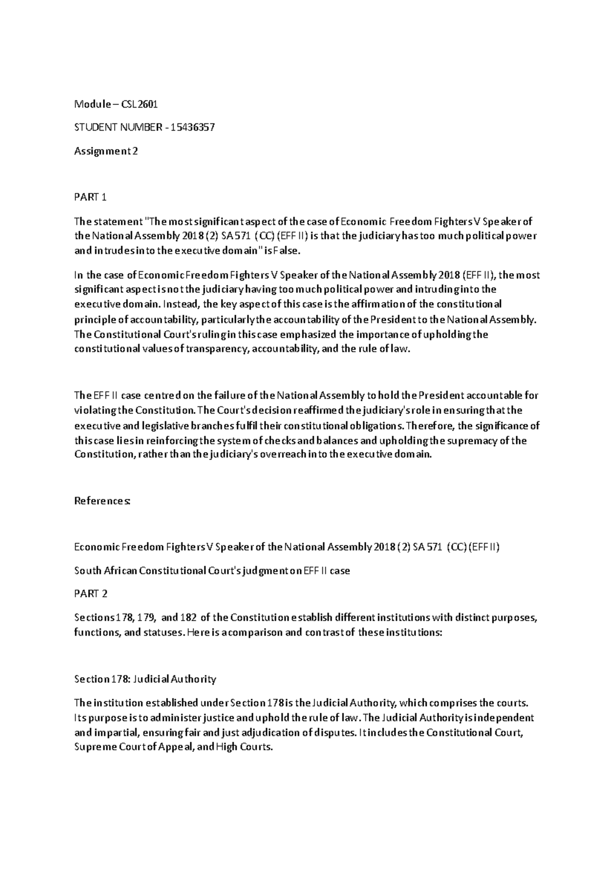 CSL2601 ASS 2 - CSL NOTES - Module – CSL2 601 STUDENT NUMBER - 15436357 ...