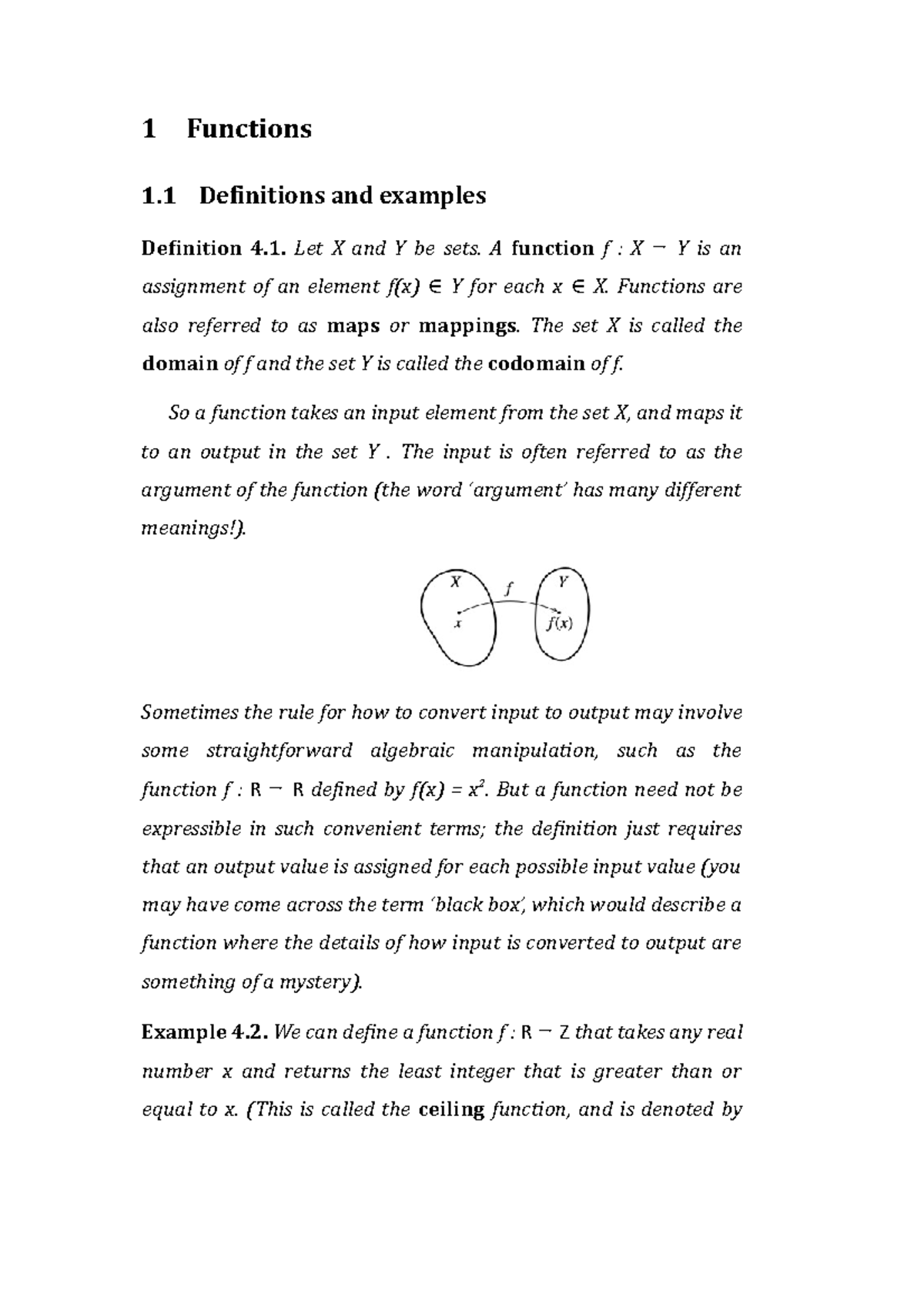 IUM 14 - Functions - 1 Functions 1 Definitions and examples Definition ...