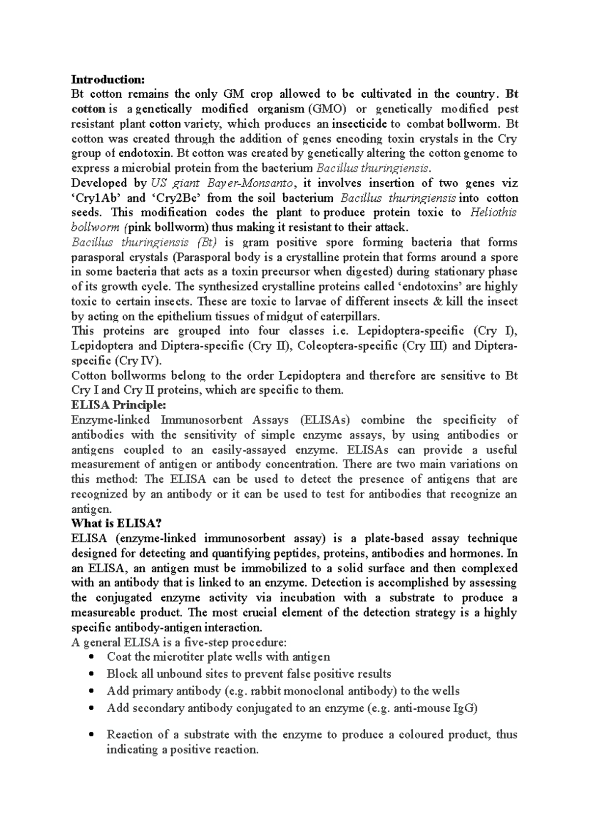 Bt cotton - Introduction - Introduction: Bt cotton remains the only GM ...