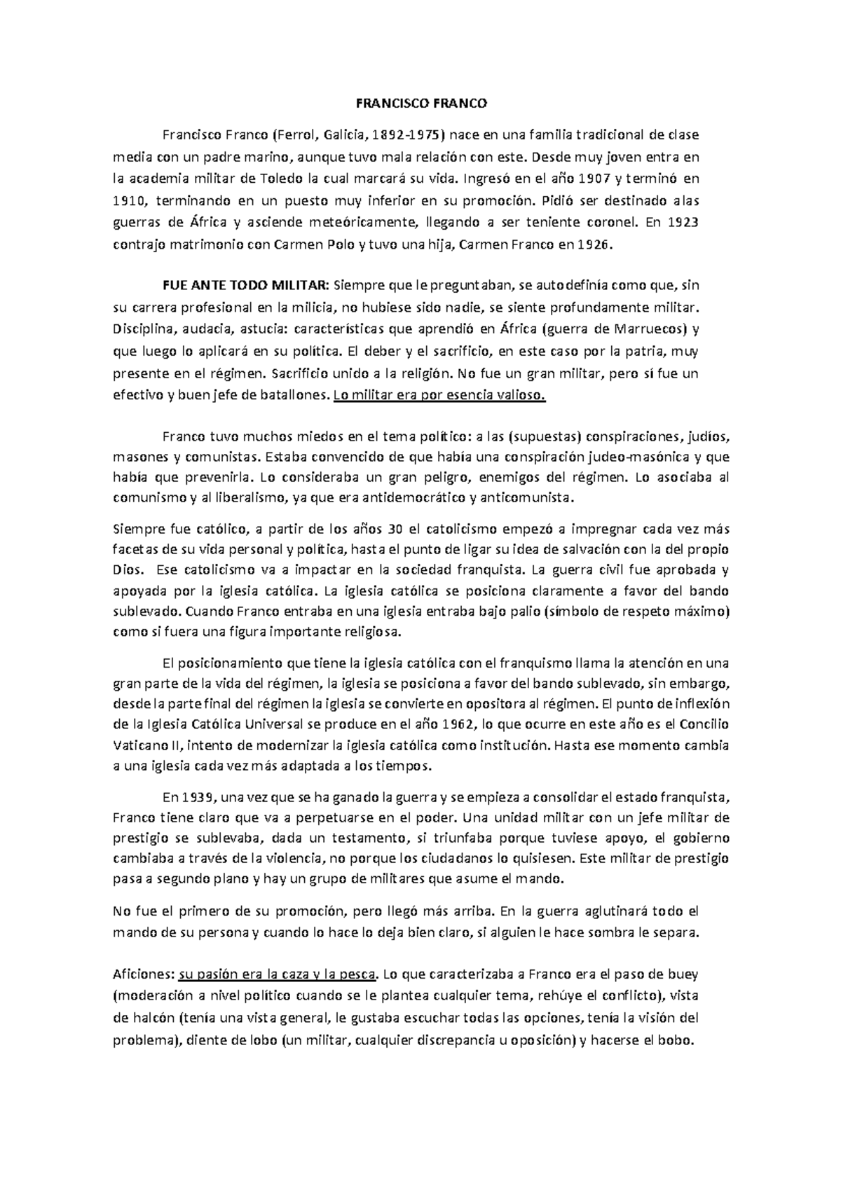 Historia DE España - FRANCISCO FRANCO Francisco Franco (Ferrol, Galicia ...