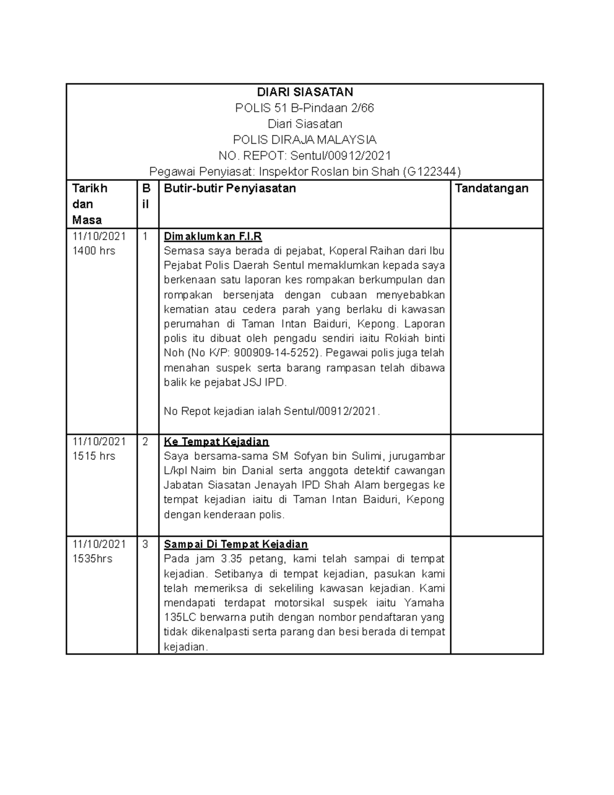 ID - Investigation Diary (Magisterial Skills) Remand Application ...