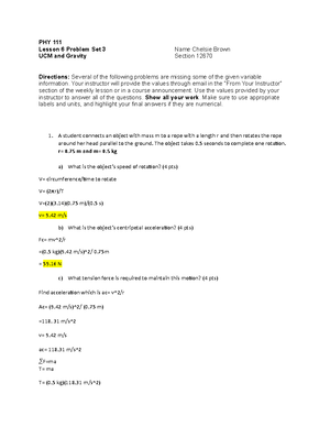 Lab 10 report PHY111 - Lab 10 Worksheet Name Chelsie Brown Rotational ...